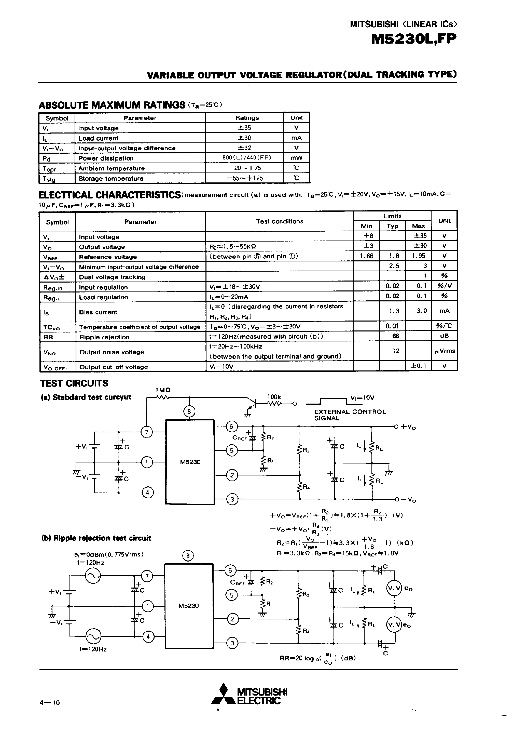 M5230L даташит Mitsubishi техническое описание радиодетали, VARIABLE ...